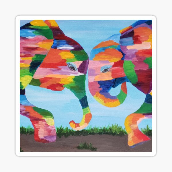 "Colorful Abstract Elephants " Sticker for Sale by MarissaRouxArt ...
