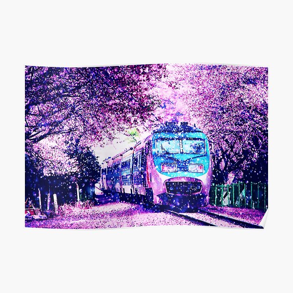 "Sakura and Japanese train" Poster for Sale by vanyadesign | Redbubble