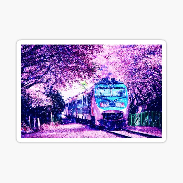 "Sakura and Japanese train" Sticker by vanyadesign | Redbubble