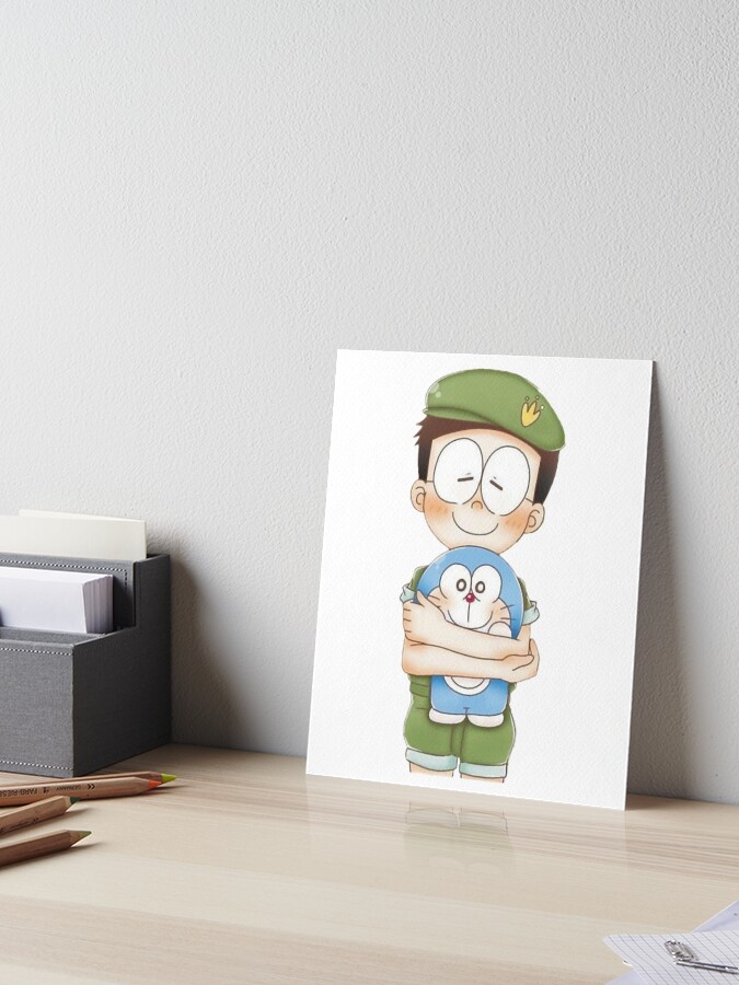 "Nobita with Doremon" Art Board Print by mdoanquan7 | Redbubble