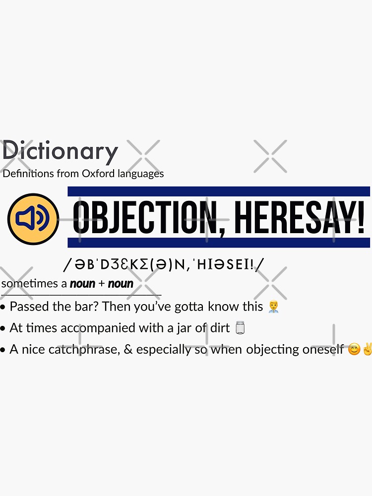"Objection Hearsay Your Honor Johnny Depp Exclusive Dictionary Definition" Sticker by richdesire ...