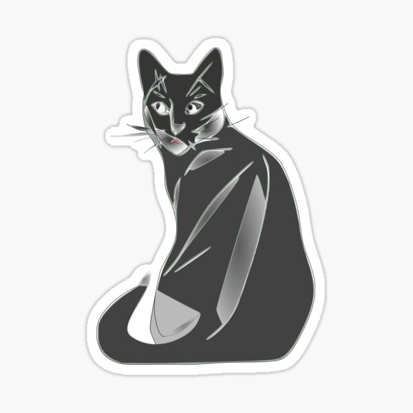 "Black cat drawing" Sticker by HUSEYINYILDIZ | Redbubble