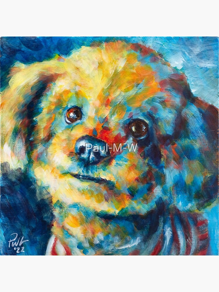 Póster «Pintura de perro caniche toy - El perro con el pijama de rayas ...