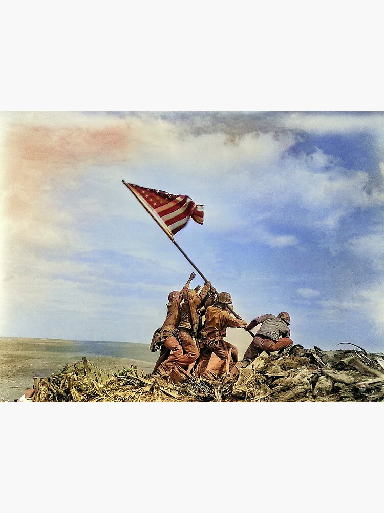 "Colorized Version Of Raising The Flag on Iwo Jima, 02/23/1945 WW2" Art ...