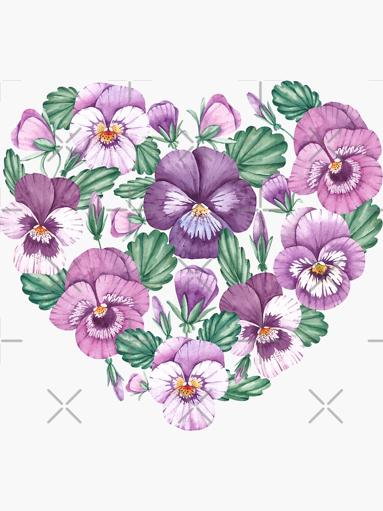 "Purple Flower Heart" Sticker by DaisyArtDesign | Redbubble