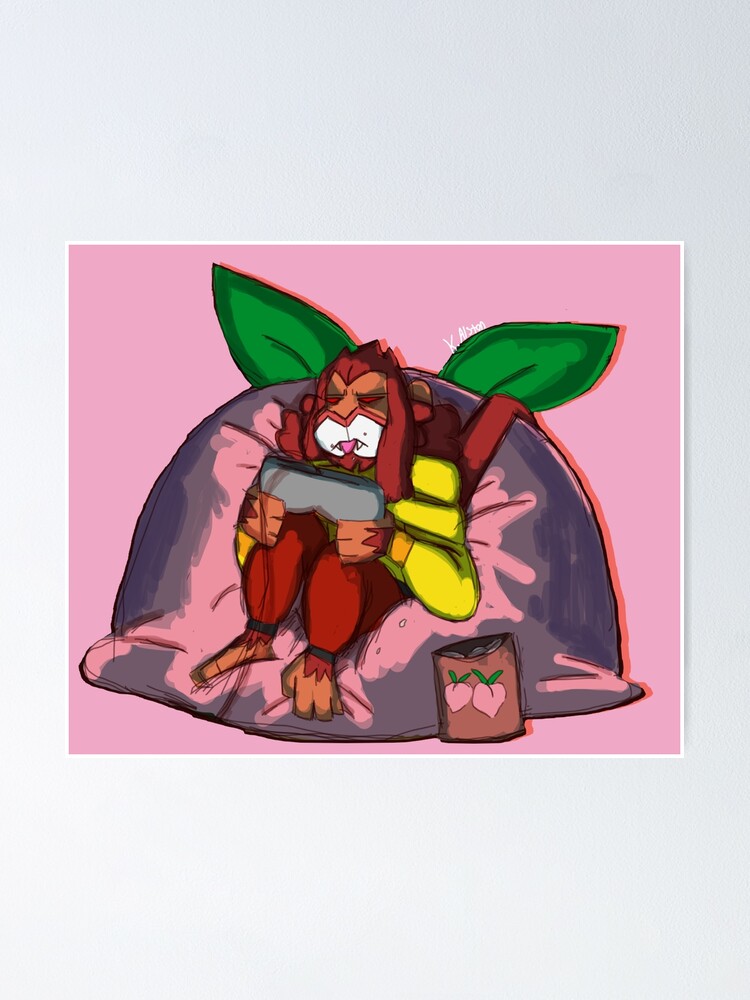 Sun Wukong On A Peach Beanbag Poster For Sale By Weremoose Redbubble