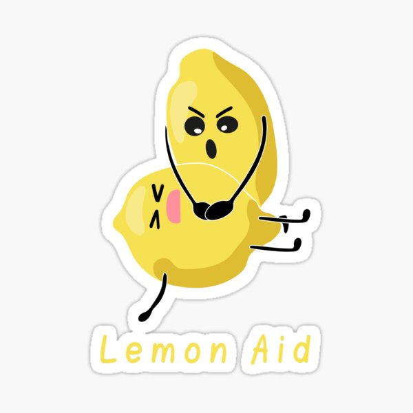 "Funny LemonAid - Lemon First Aid Pun Joke " Sticker by Meterka | Redbubble