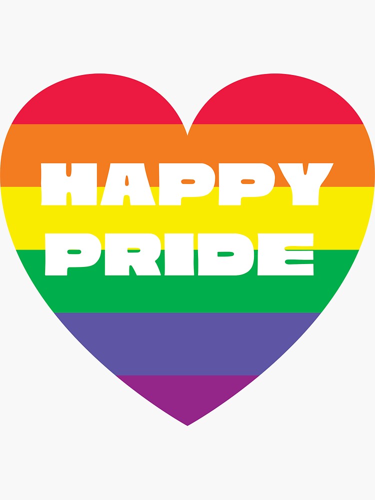 "Happy pride month rainbow heart " Sticker by Holly-berry-art | Redbubble