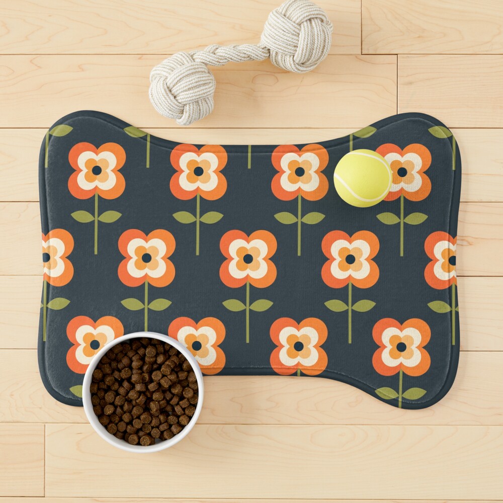 "Retro Flower - Orange and Charcoal" Pillow for Sale by daisy-beatrice ...