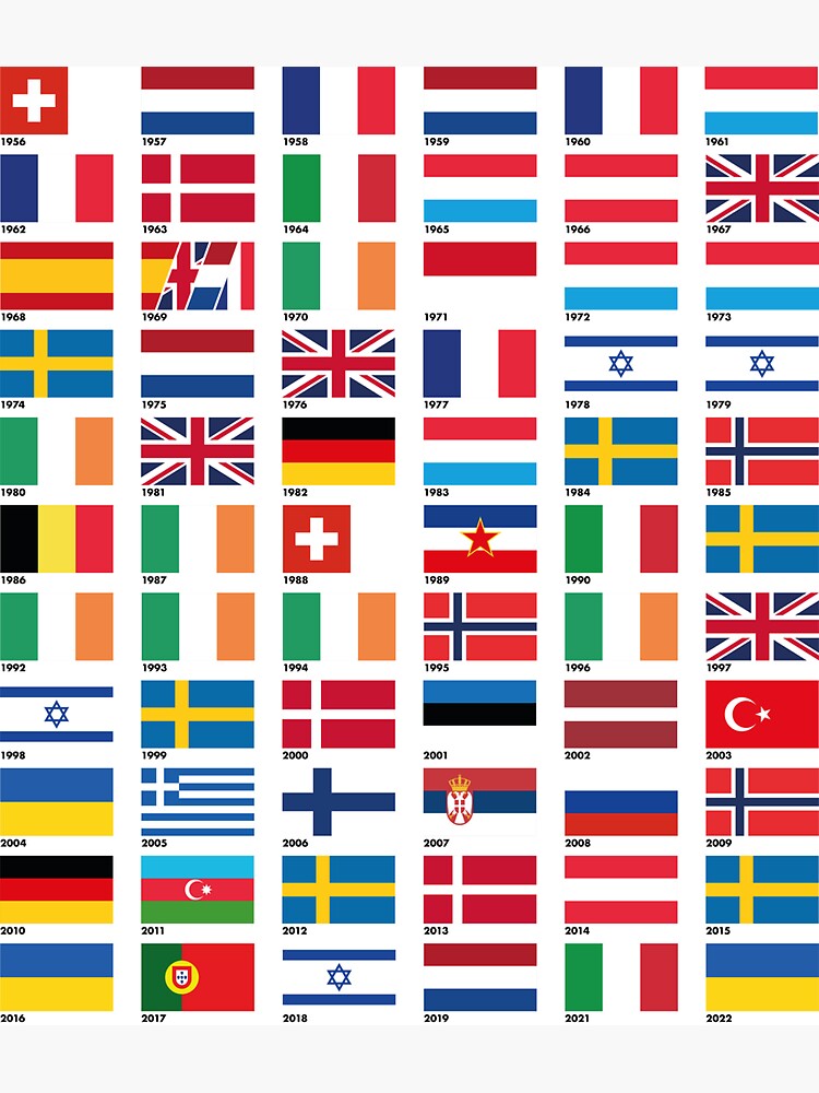 "Every Eurovision Song Contest Winner's Flag" Sticker for Sale by ...