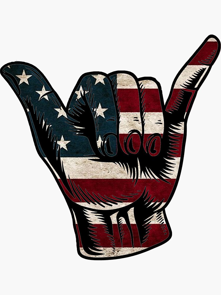 "Shaka Hand with American Flag" Sticker by LaPulga10 | Redbubble