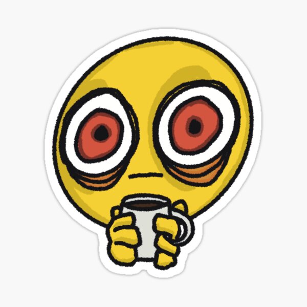 "caffeinated emoji sticker" Sticker for Sale by lasagnasucc | Redbubble