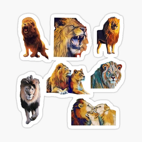"Lion Art Bundle Stickers " Sticker by CuteAnimals121 | Redbubble
