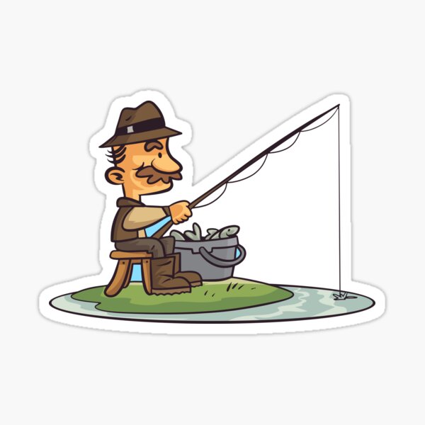 "Fishing Man" Sticker by Klay70 | Redbubble