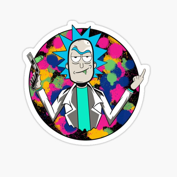 "Rick with portal gun" Sticker by LieciendaG | Redbubble