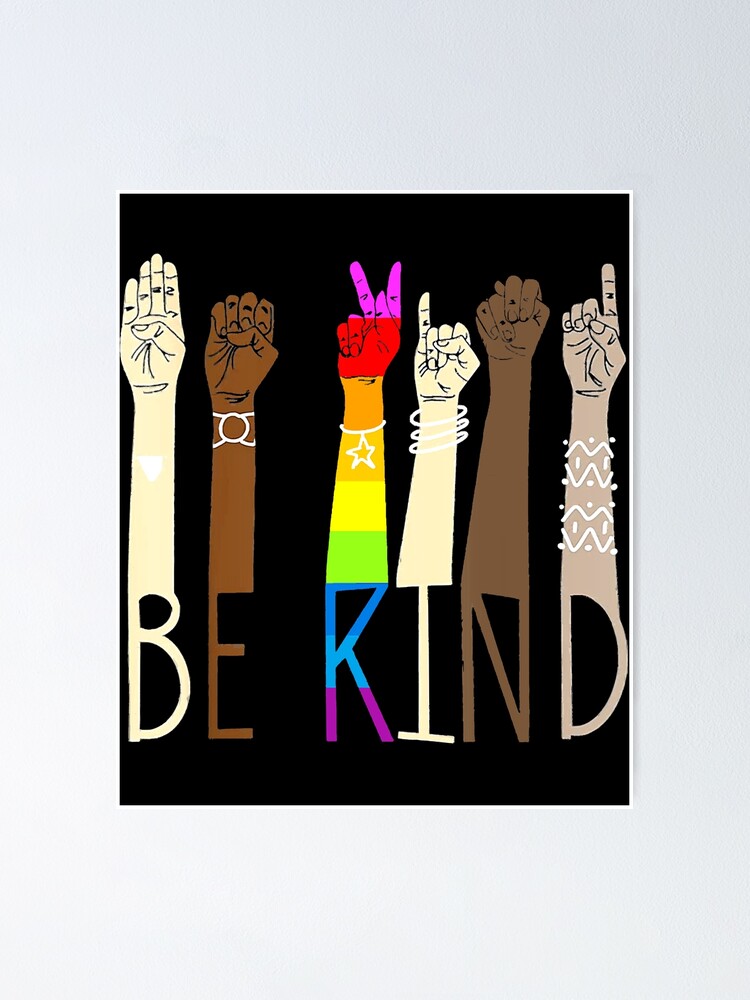 "Be Kind Sign Language Hand Talking LGBT Gay Les Pride ASL" Poster for ...