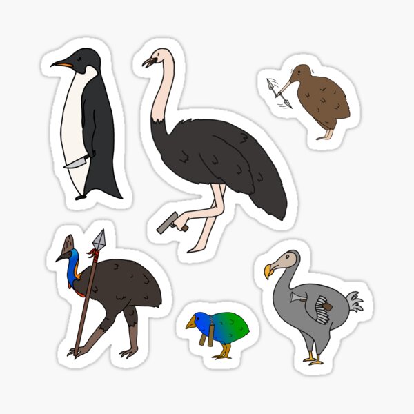 "Flightless bird Sticker pack" Sticker for Sale by BadeptStickerCo ...