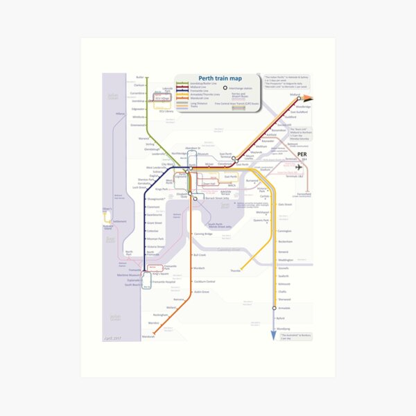 "Perth Train Map" Art Print by Railmaps | Redbubble