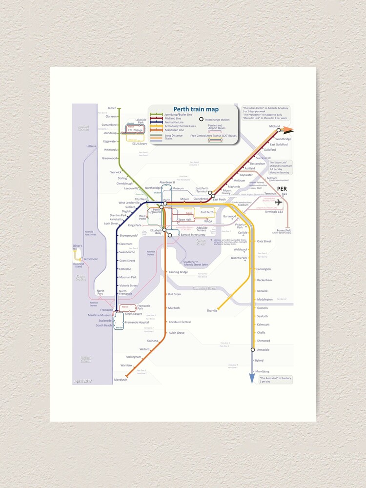 "Perth Train Map" Art Print by Railmaps | Redbubble