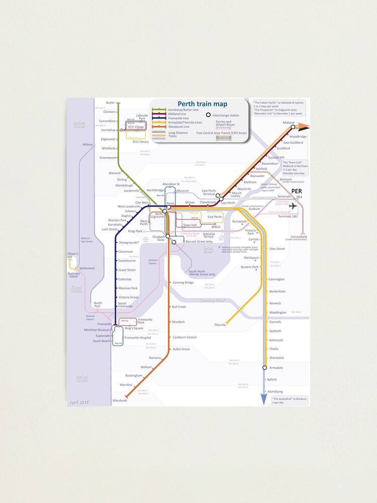 "Perth Train Map" Photographic Print by Railmaps | Redbubble