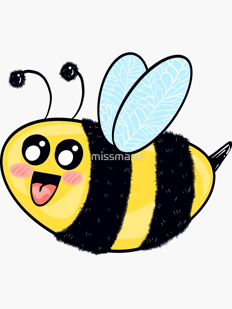 "Happy Fuzzy Bee With Gray " Sticker for Sale by missmann | Redbubble