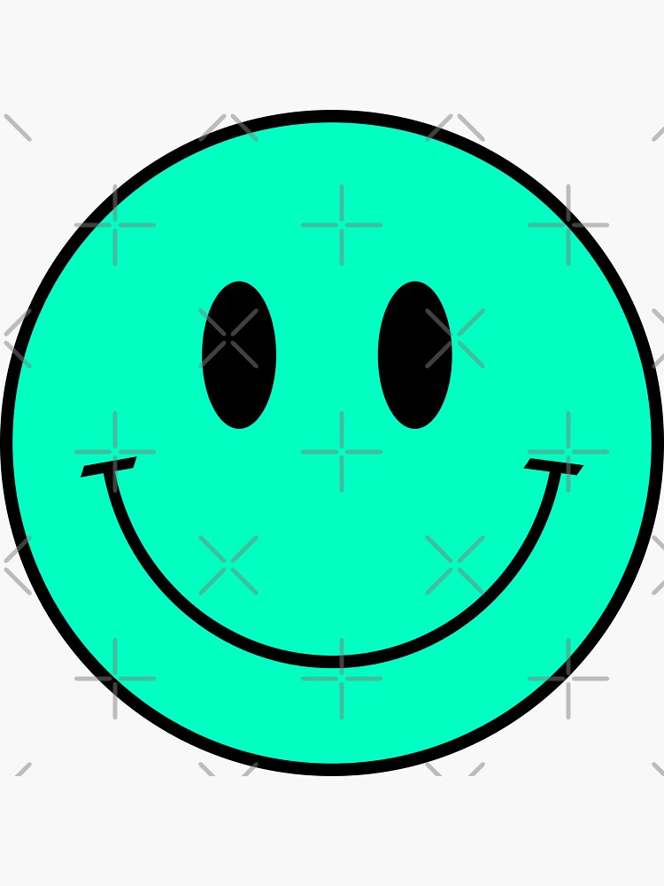 "Teal Smiley Face" Sticker for Sale by BahamaBums | Redbubble