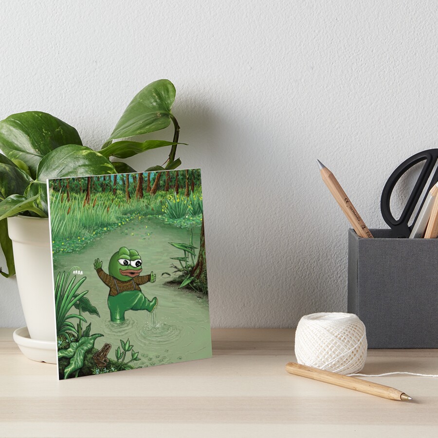 "Happy Pepe The Frog Stomping In A Forest Swamp" Art Board Print by ...