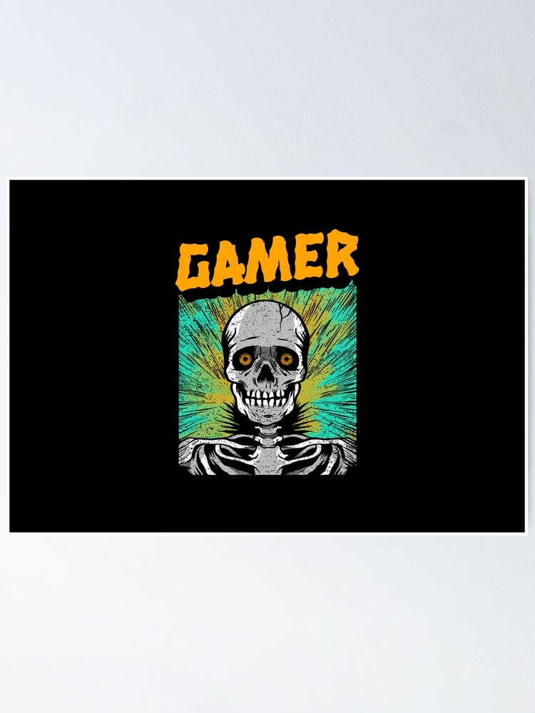 "Gamer with Horror Comic Skull" Poster for Sale by PRIVARSHU | Redbubble