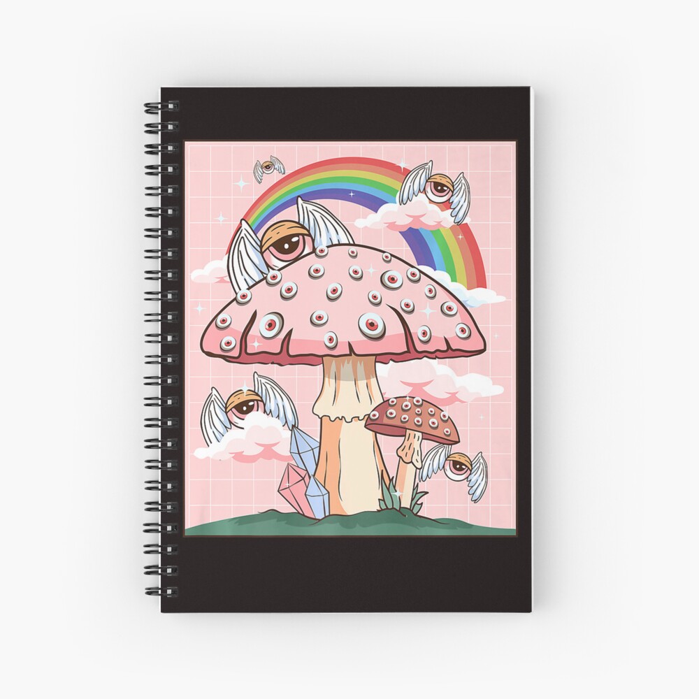 "Weirdcore Aesthetic Cottagecore Kawaii Mushroom Eyes " Spiral Notebook ...