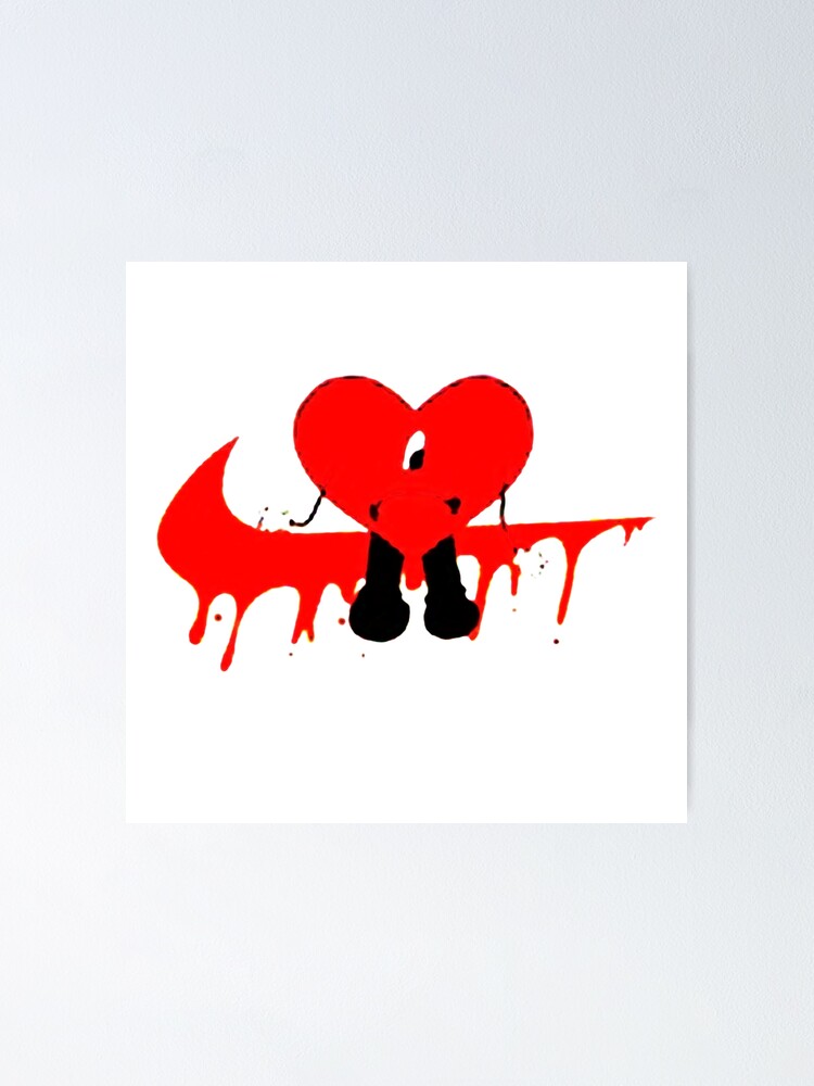 "bad bunny sad heart" Poster for Sale by bimanur | Redbubble