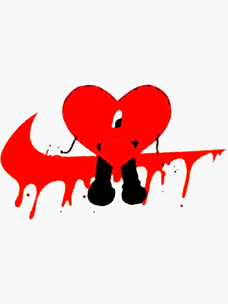 "bad bunny sad heart" Sticker for Sale by bimanur | Redbubble
