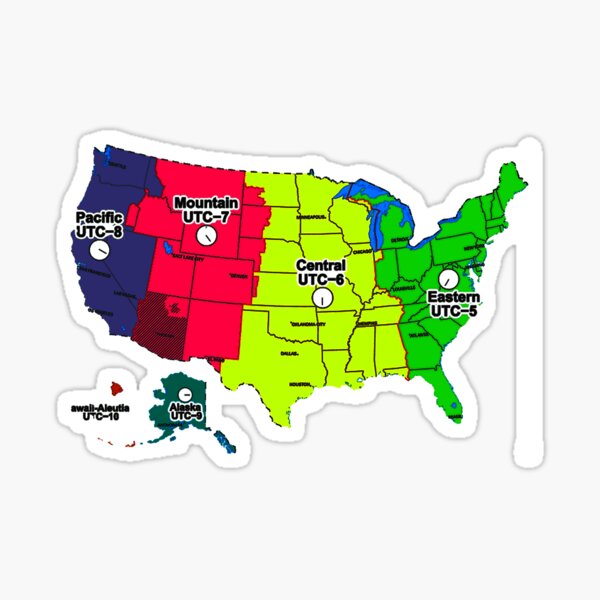 "Usa TIME zone map" Sticker for Sale by m-j-k-a-i | Redbubble