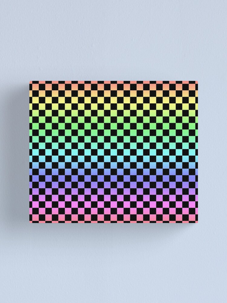 "Black Checkered Rainbow Ombre Pattern" Canvas Print for Sale by ...