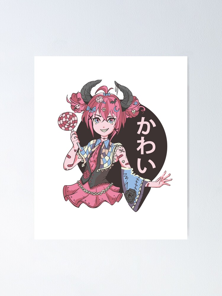 "Goth Cute Demon Anime Girl" Poster for Sale by printeerex | Redbubble