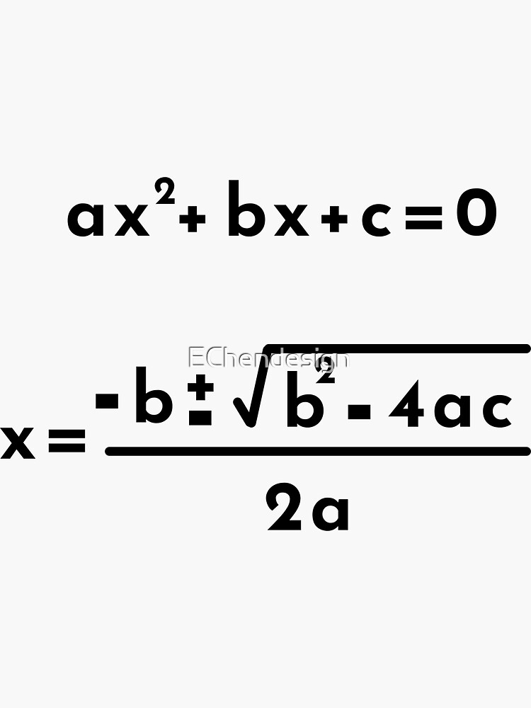 "quadratic equation, math formula" Sticker by EChendesign | Redbubble