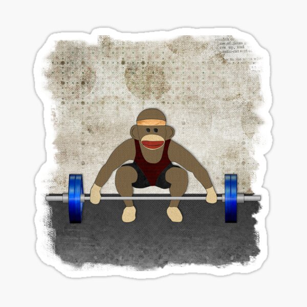 "Sock Monkey Bodybuilder" Sticker for Sale by janetcarlson | Redbubble