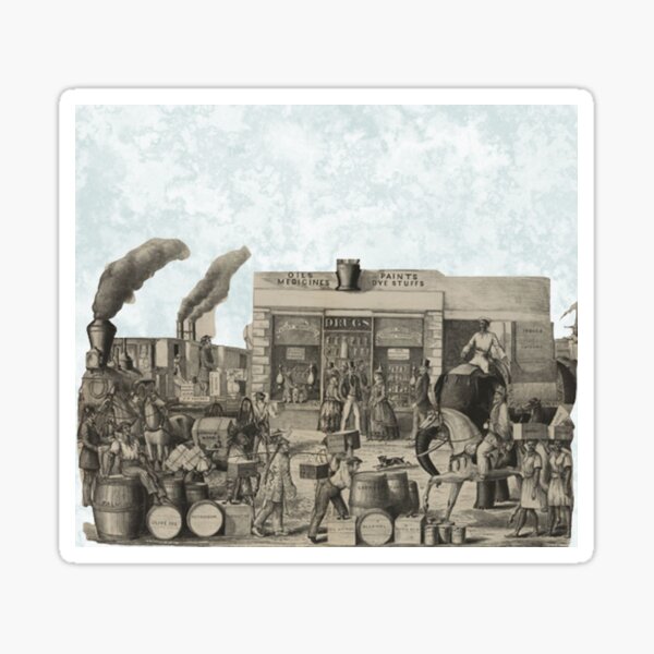 "Vintage-1871 People going about their normal activities design ...