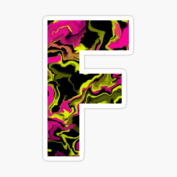 "Letter F Sticker; Pink and Yellow Pattern" Sticker for Sale by ...