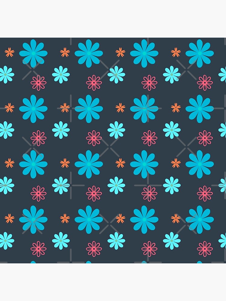 "Flower Power! Blue, Red and Orange Variation" Poster for Sale by ...