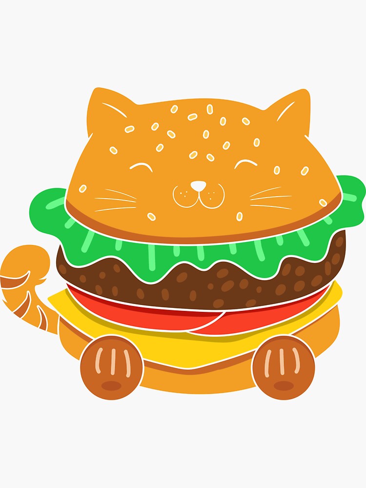 "Meow Burger - Cat Lover And Burger Yunkie" Sticker by Shirtflyer ...