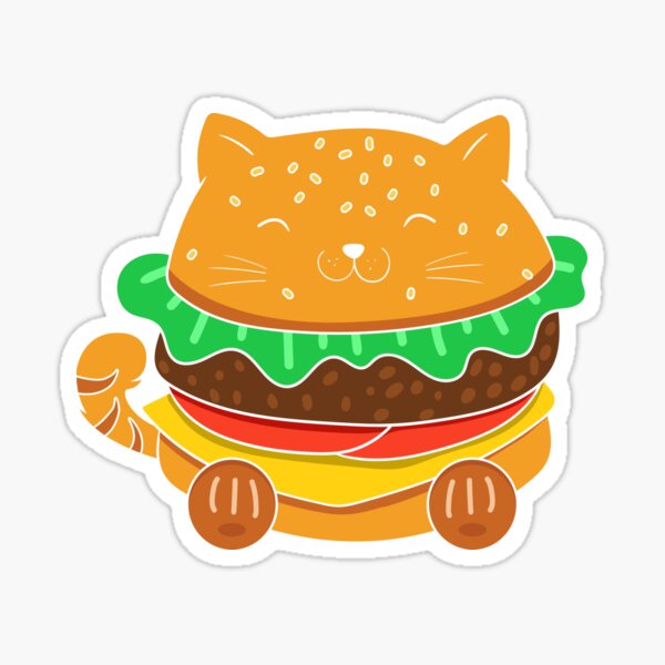 "Meow Burger - Cat Lover And Burger Yunkie" Sticker by Shirtflyer ...