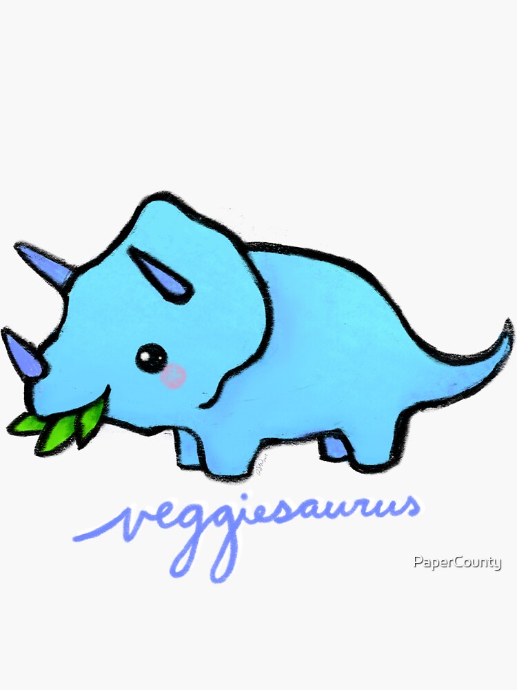 "Veggiesaurus - Cute Vegan Triceratops" Sticker for Sale by PaperCounty ...