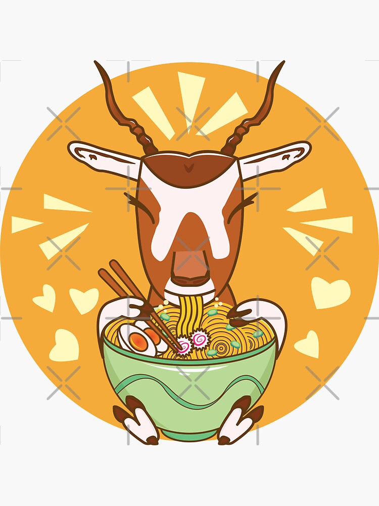 "Addax eating ramen, Asian noodles food and desert wildlife, wild ...