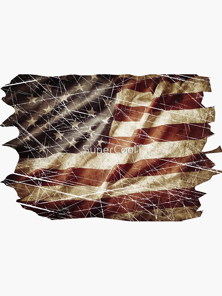 "American Flag (Distressed) - Rugged USA " Sticker by SuperCoolT ...