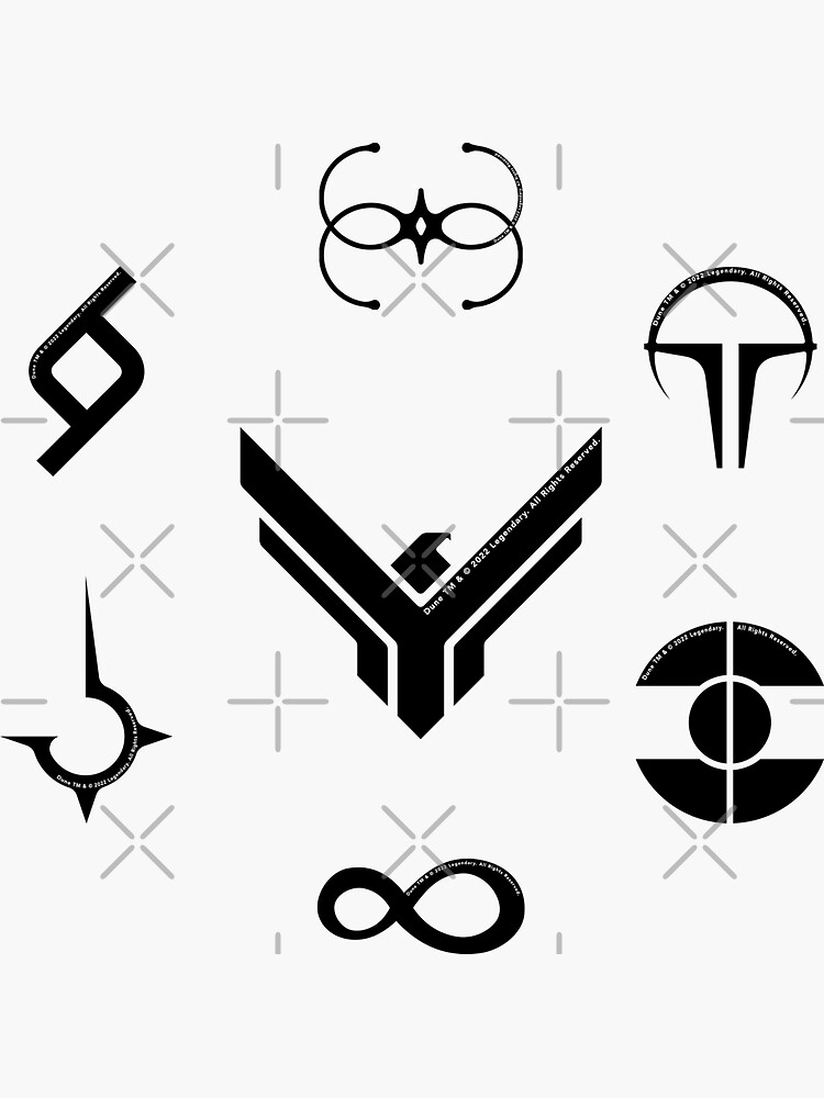 "DUNE 2022 - HOUSE SYMBOLS - PATTERN & STICKER PACK black" Sticker for ...