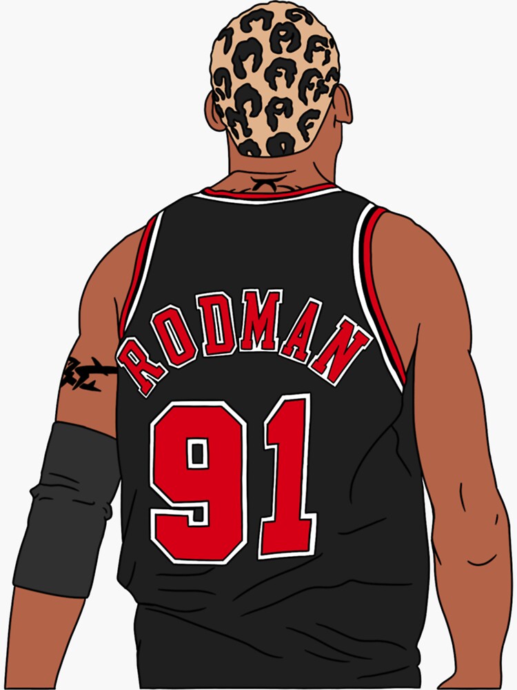 "Dennis-Rodman-Chicago-Bulls-91-Drawing" Sticker for Sale by Phoenies ...