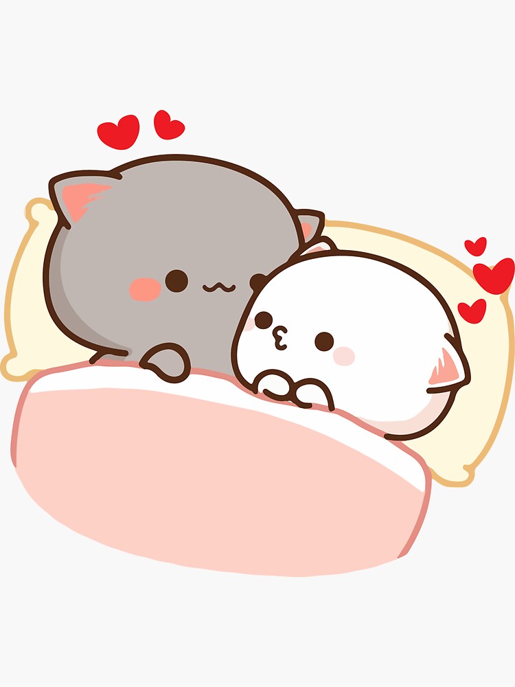 "Cute peach and goma going to sleep | Mochi Cat" Sticker for Sale by ...