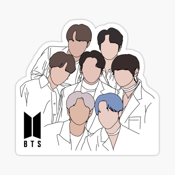 "BTS group drawing" Sticker for Sale by mikacortes | Redbubble