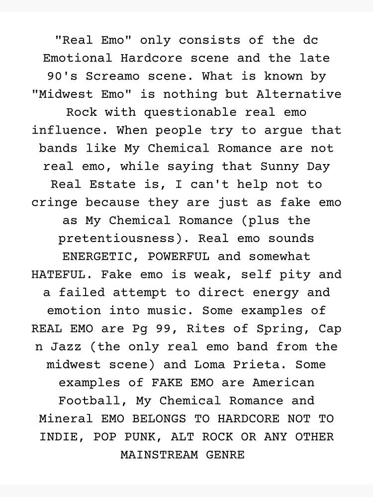 "'Real Emo' CopyPasta - Black Text For Light Backgrounds" Art Board ...