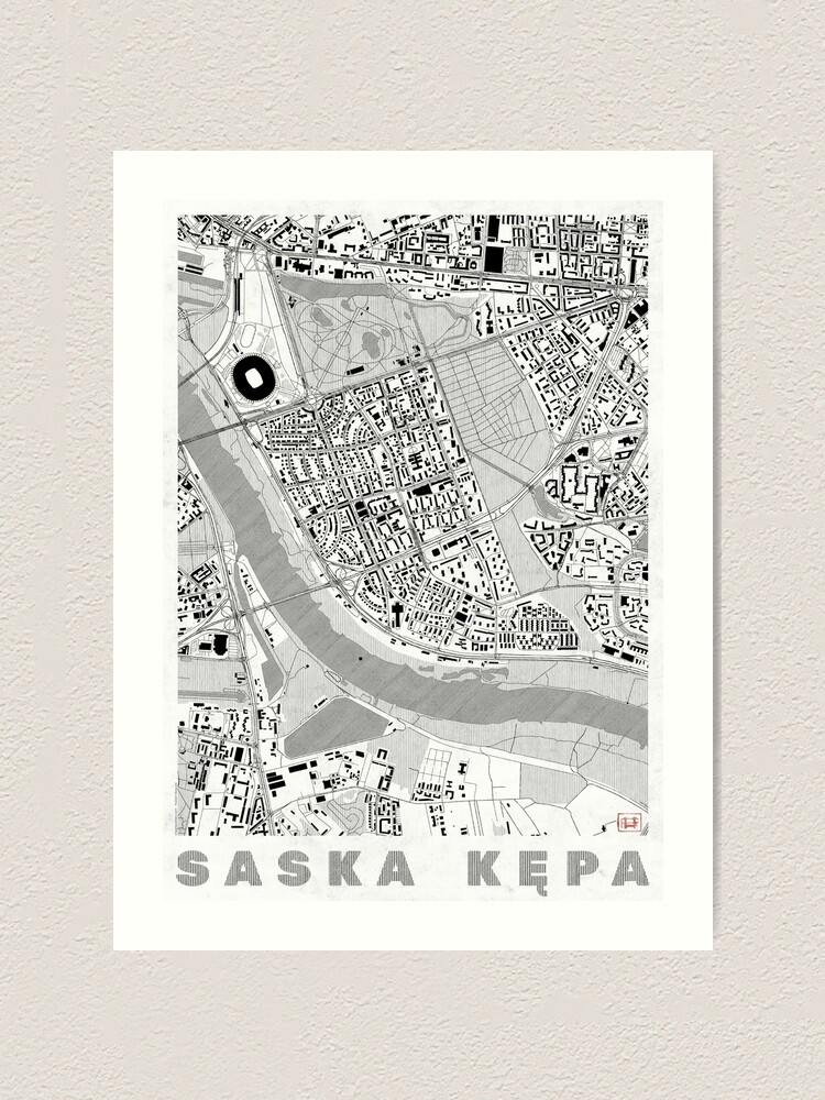 "Saska Kępa Warszawa Map Line" Art Print for Sale by HubertRoguski ...